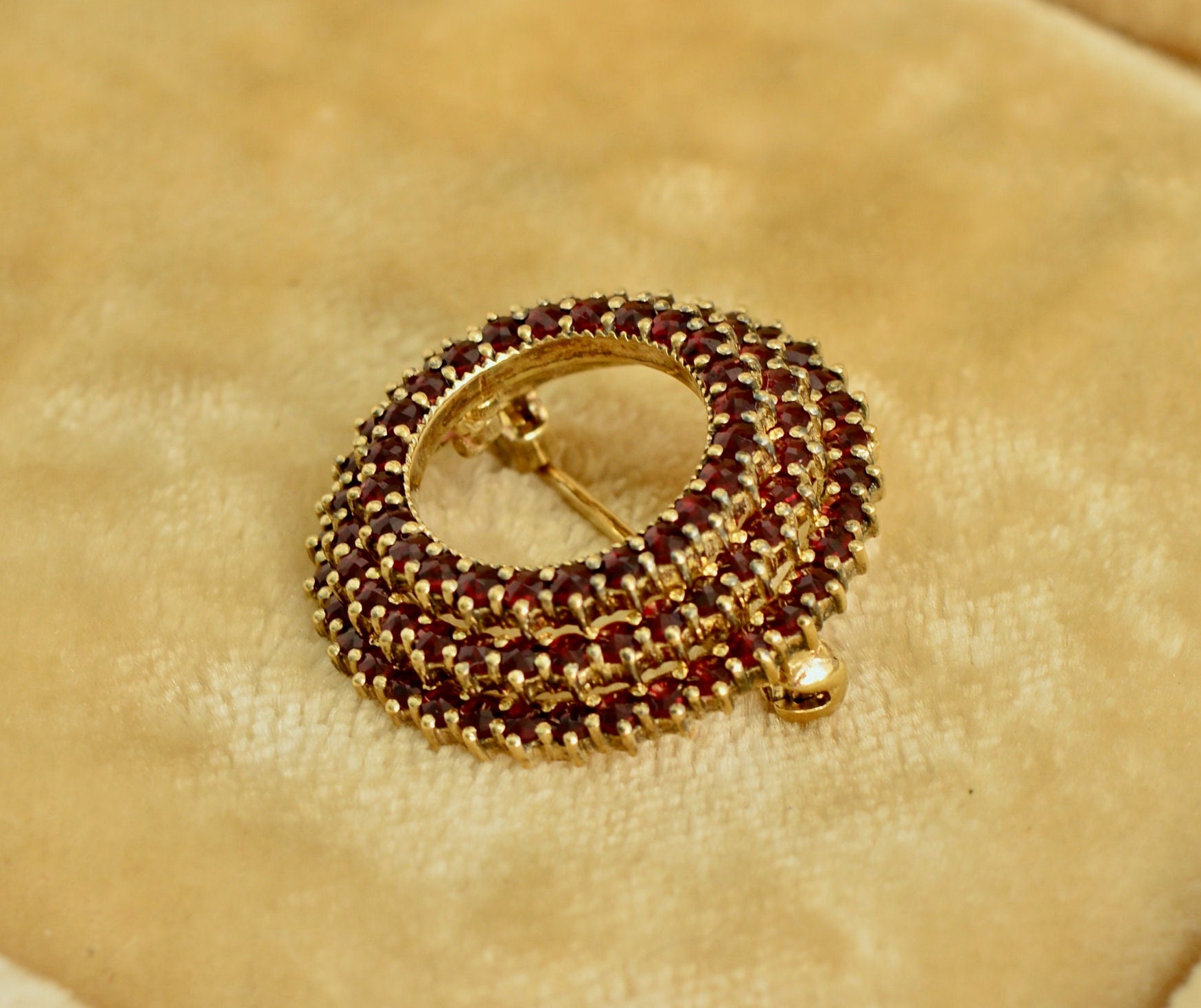 Vintage 3-tiered Bohemian Garnet Gold Plated 900 Silver Brooch - Etsy