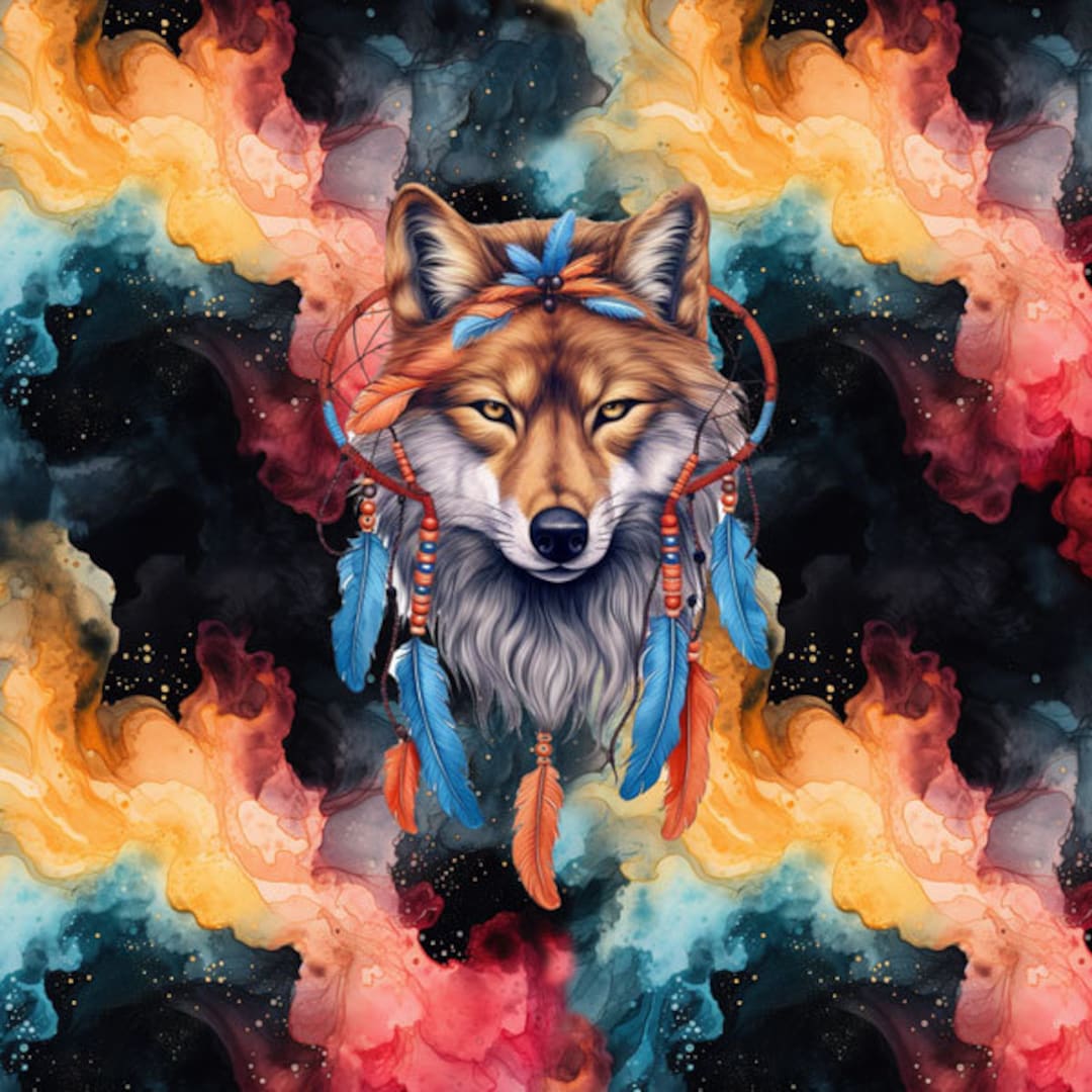 Panel Jersey Wolf und Traumfänger Maße:ca50x53cm nähen - Etsy.de