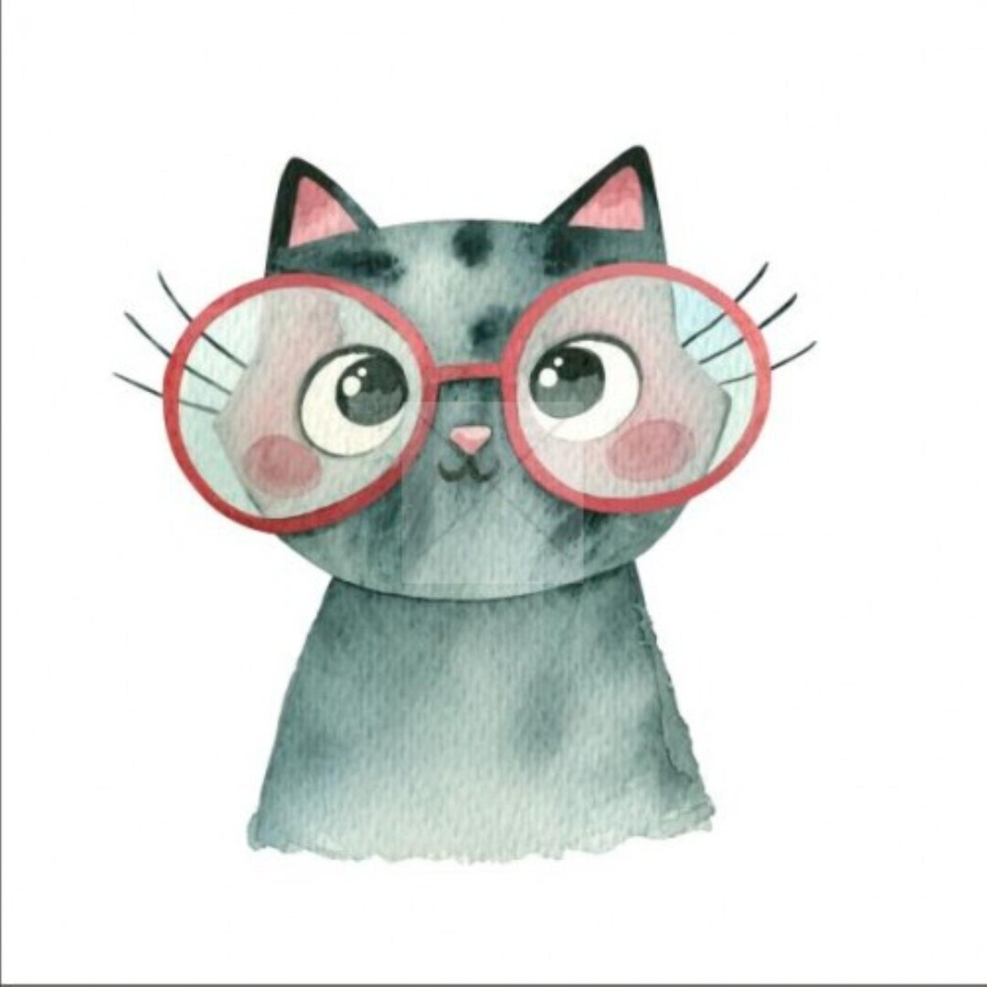 Panel Fabric Panel French Terry Cat With Glasses 40 X 50 Cm Jersey - Etsy