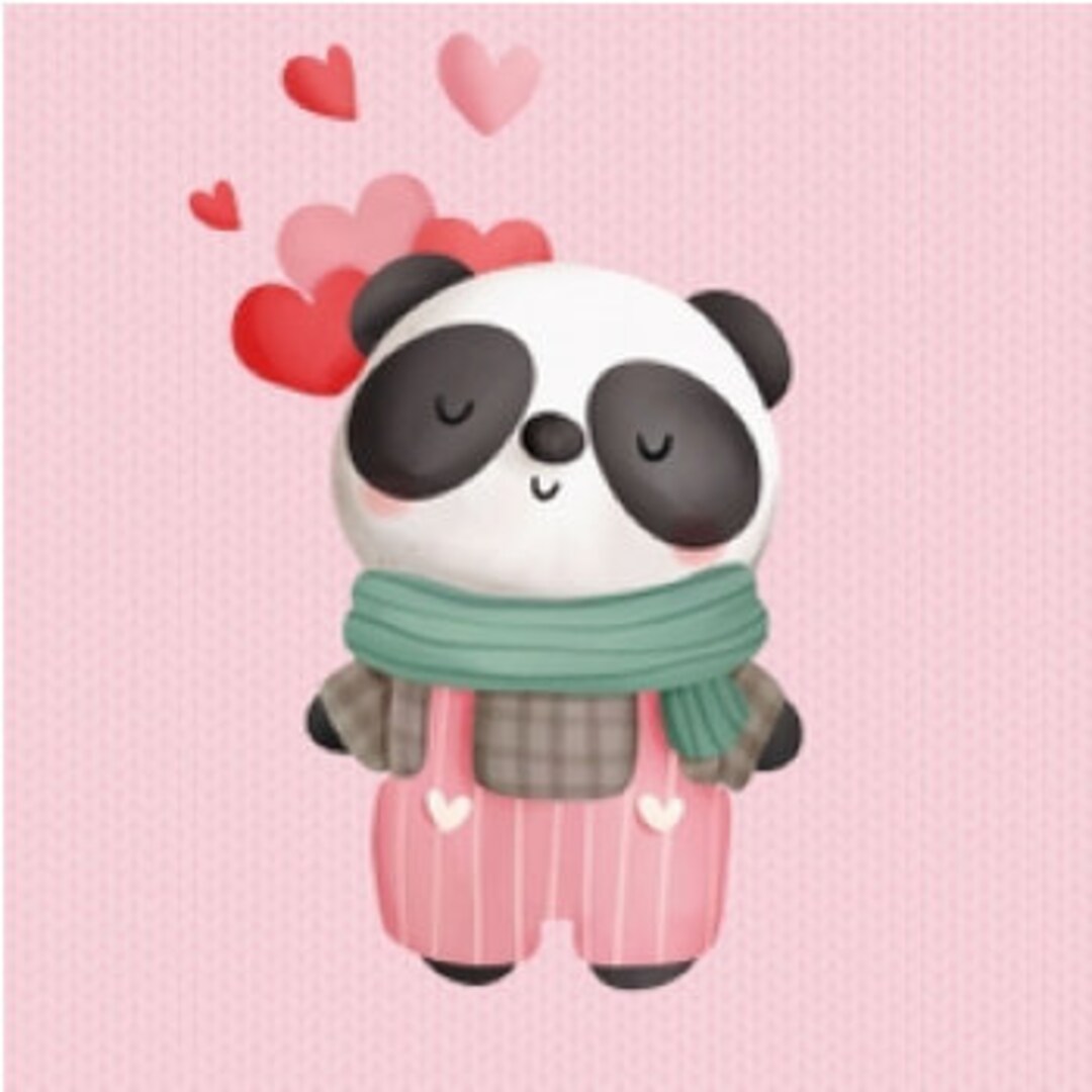 Panel French Terry Panel French Panda in Love - Etsy