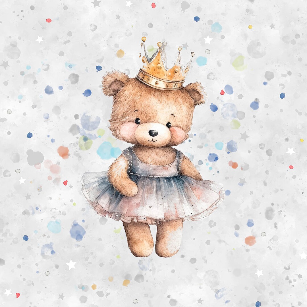 Panel French Terry teddy Bear Princess Sew Summer Sweat - Etsy