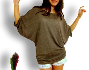 Chocolate Dark Brown Women Blouse Oversized Tee / Cozy Comfy | Etsy