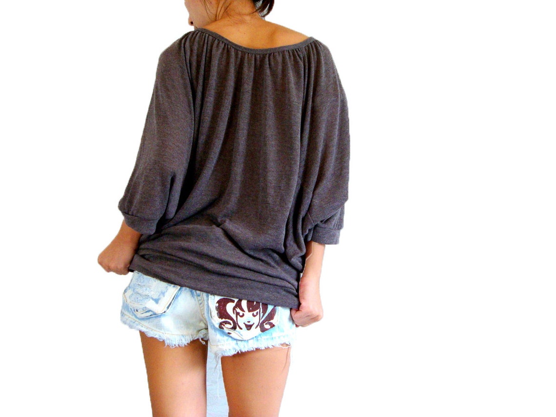 Oversized Batwing Tops off Shoulder Round Neck Blouse T-shirt - Etsy