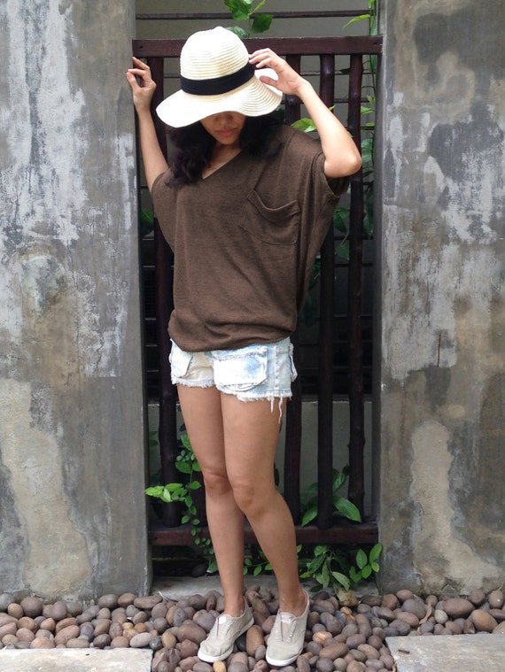 Chocolate Dark Brown Women Blouse Oversized Tee / Cozy Comfy - Etsy