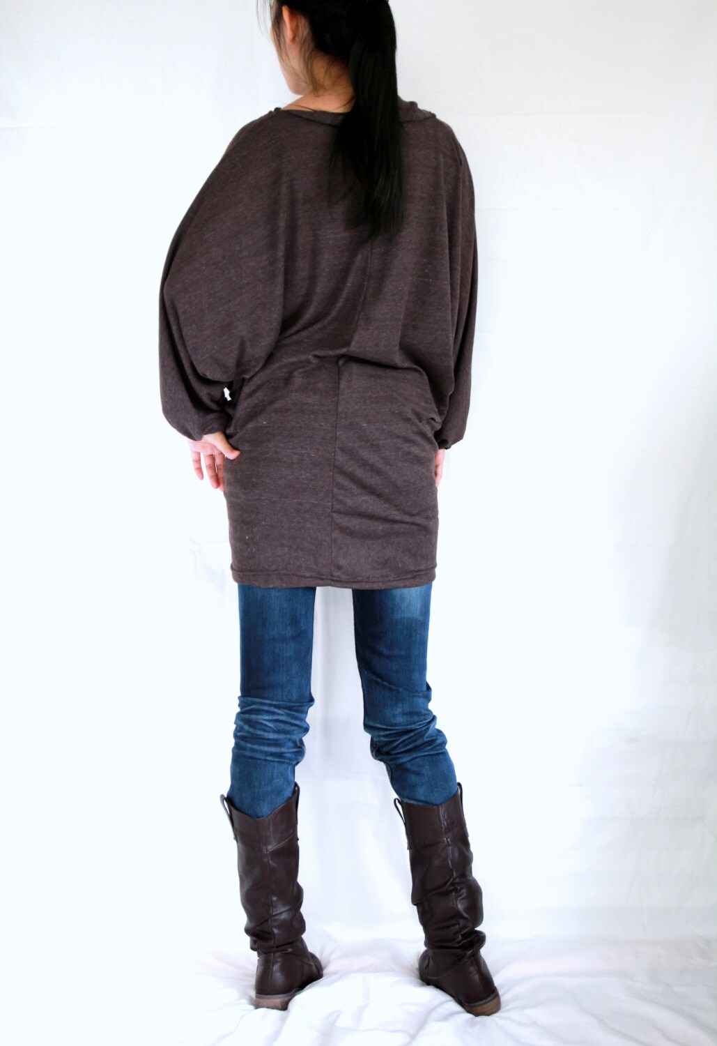 Brown Boho Tunic Women Oversized Brown Blouse Long Sleeves Tunic Dress ...