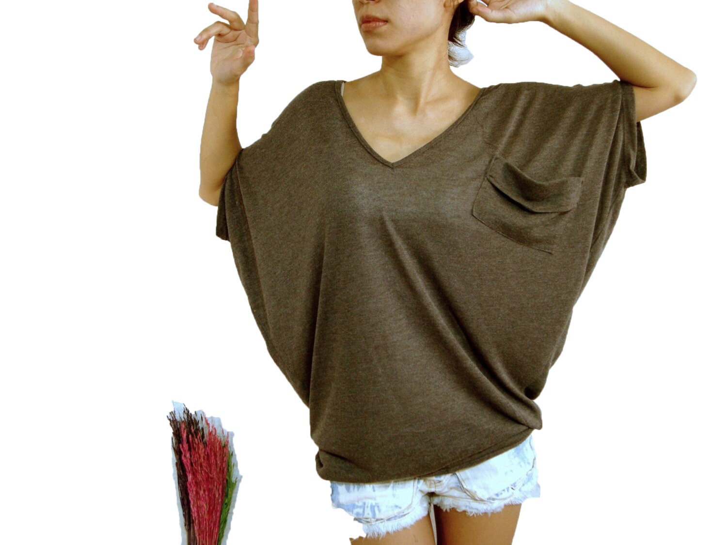 Chocolate Dark Brown Women Blouse - Oversized Tee / Cozy Comfy Tee ...