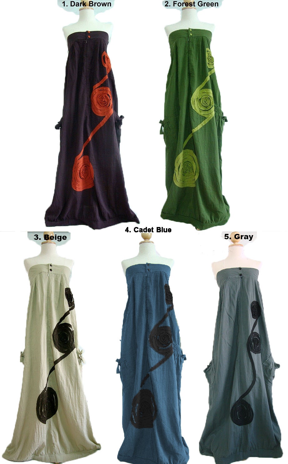 Floor Length Dress Cadet Blue Maxi Dress Summer Cotton Dress Strapless ...