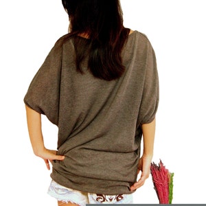 Chocolate Dark Brown Women Blouse - Oversized Tee / Cozy Comfy Tee ...