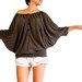 Oversized Batwing Tops off Shoulder Round Neck Blouse T-shirt in Dark ...