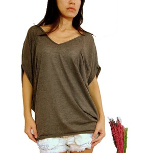 Chocolate Dark Brown Women Blouse - Oversized Tee / Cozy Comfy Tee ...