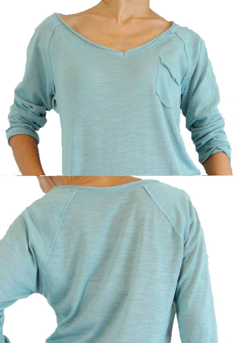 Mint T-shirt / Tee With Pockets / Green Pastel T Shirt / Women Long ...