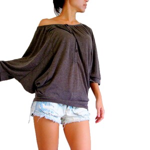 Oversized Batwing Tops Off shoulder Round Neck Blouse T-shirt | Etsy