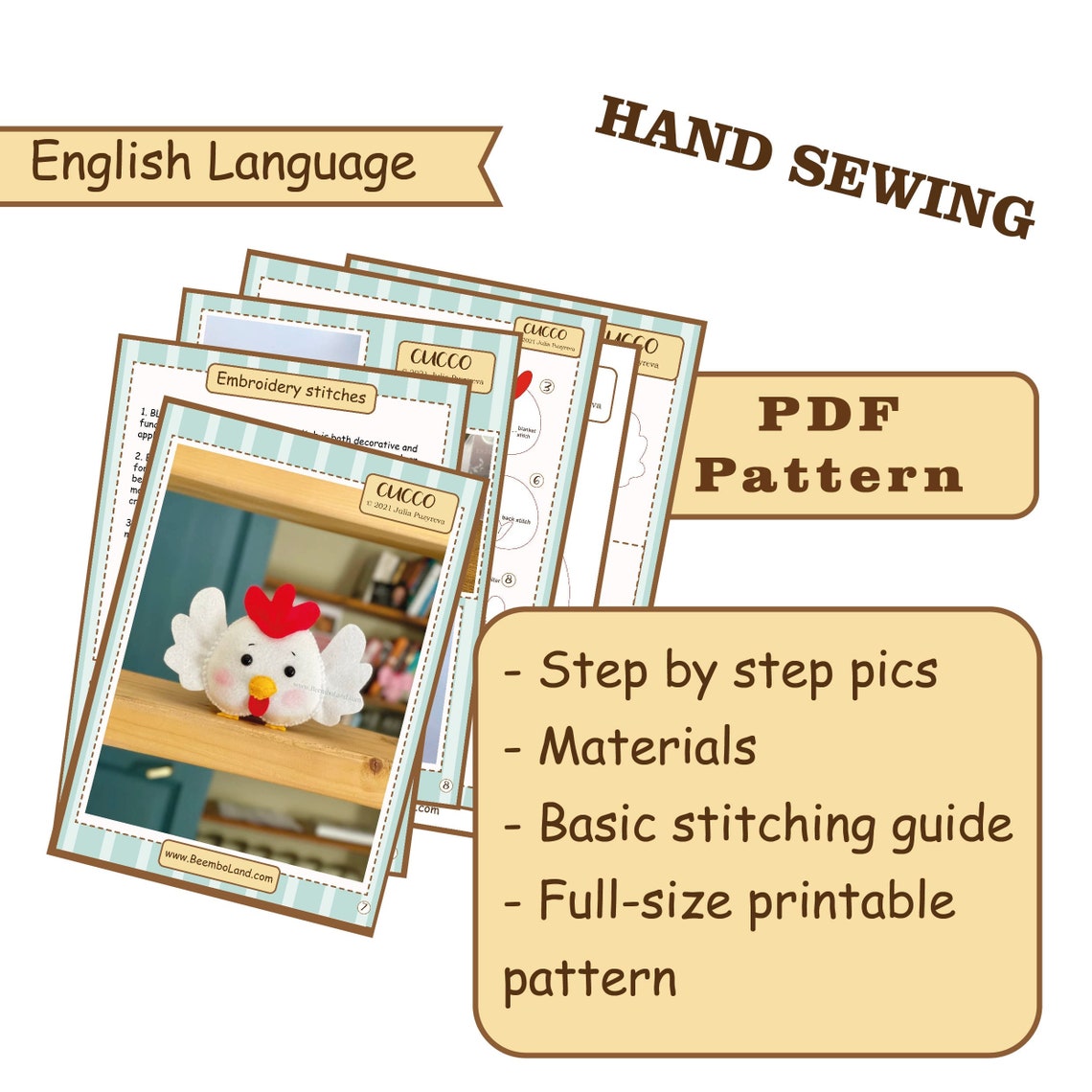 Cucco Felt Toy PDF Sewing Pattern Legend of Zelda DIY Tutorial | Etsy