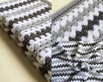 Grey crochet blanket | Etsy