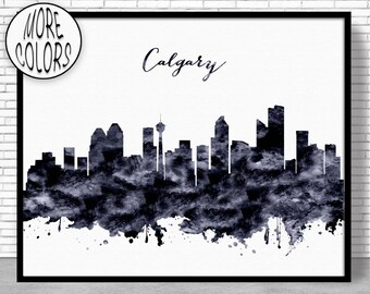 Calgary Skyline Print Canada Travel Poster Calgary map