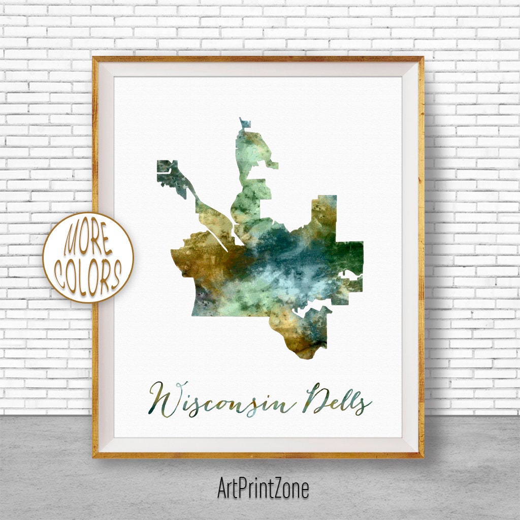 Wisconsin Dells City Map Office Decor Wisconsin Dells Print | Etsy