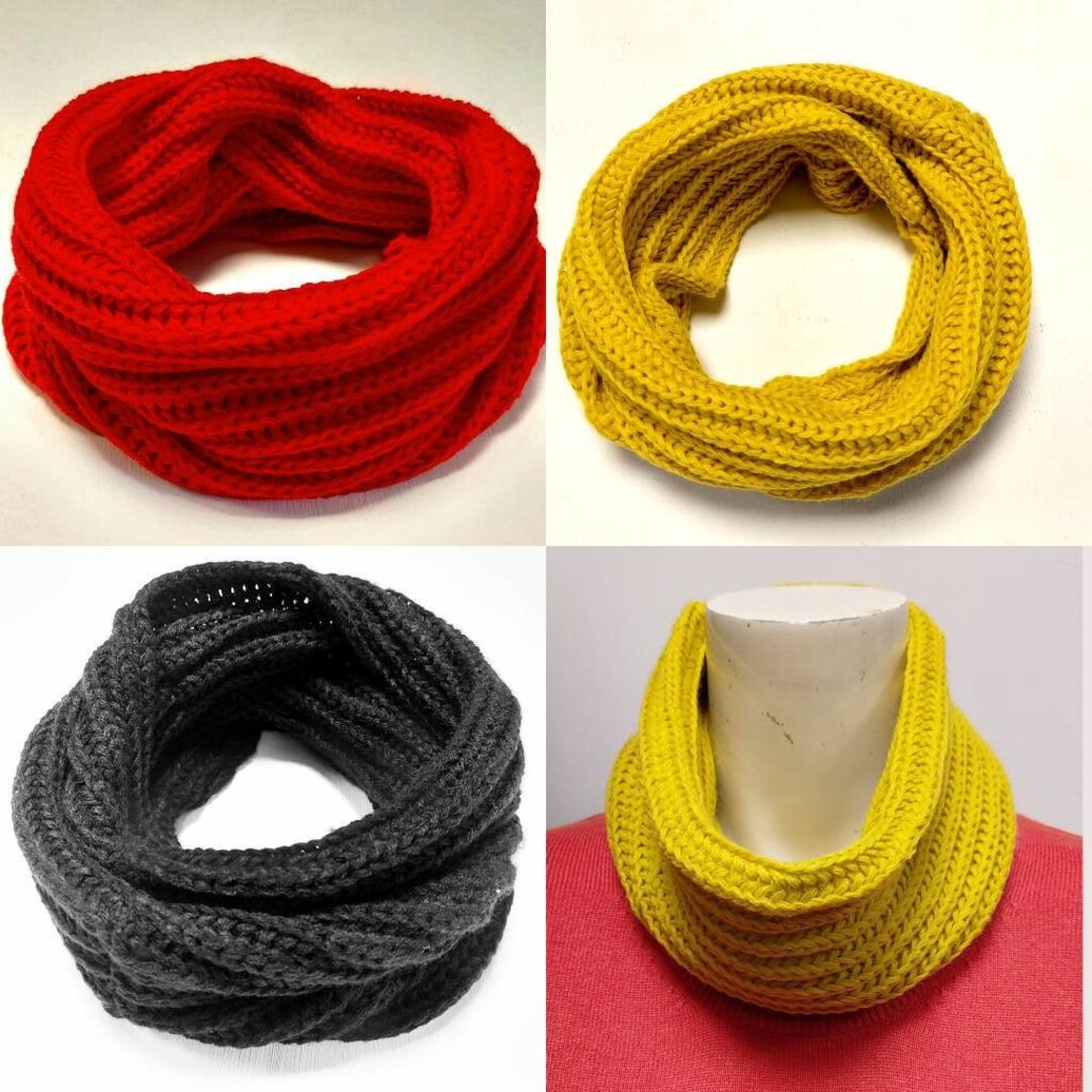 KIDS Boys Girls Snood One Size4-10 Yrssuper Soft Knitted Black Red ...