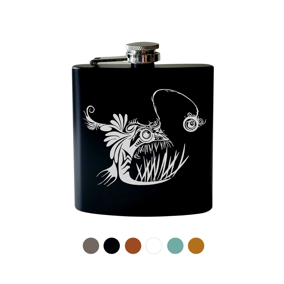 Angler Fish Flask- Deep Sea Fishing Gift for Him, Hip Leather Flask - Etsy