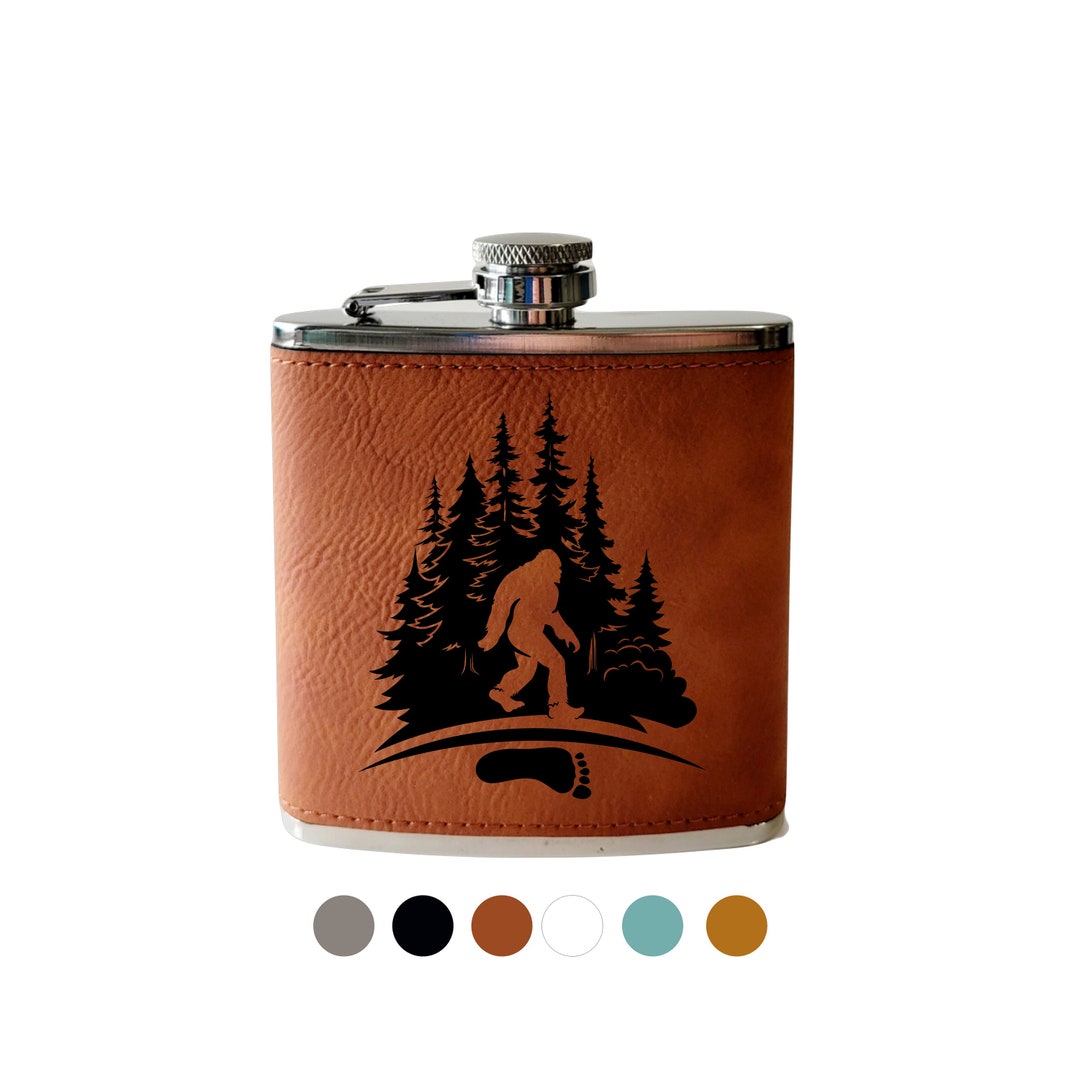 Engraved Bigfoot Leather Flask – Personalized Father's Day Gift - Etsy