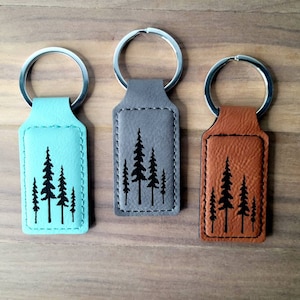 Pine Tree Leather Keychain for Keys, Camper, RV, Backpack, Mailbox - Etsy