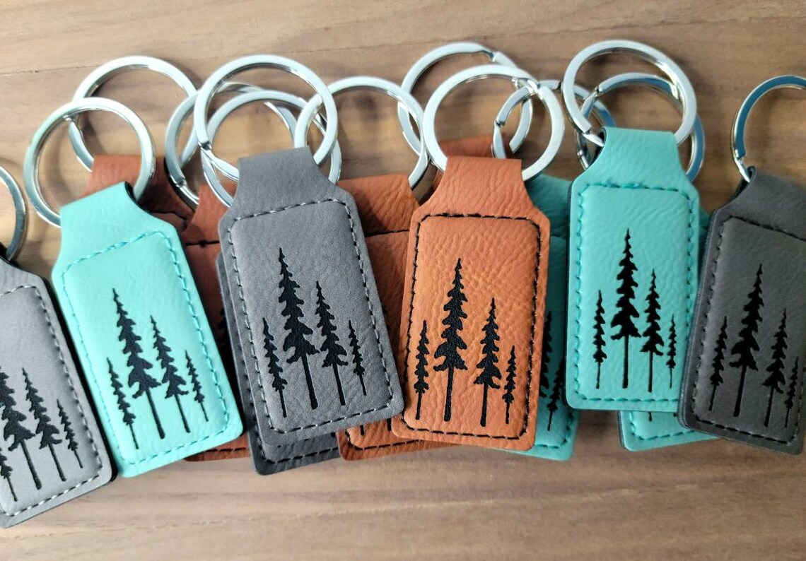 Pine Tree Leather Keychain for Keys, Camper, RV, Backpack, Mailbox - Etsy