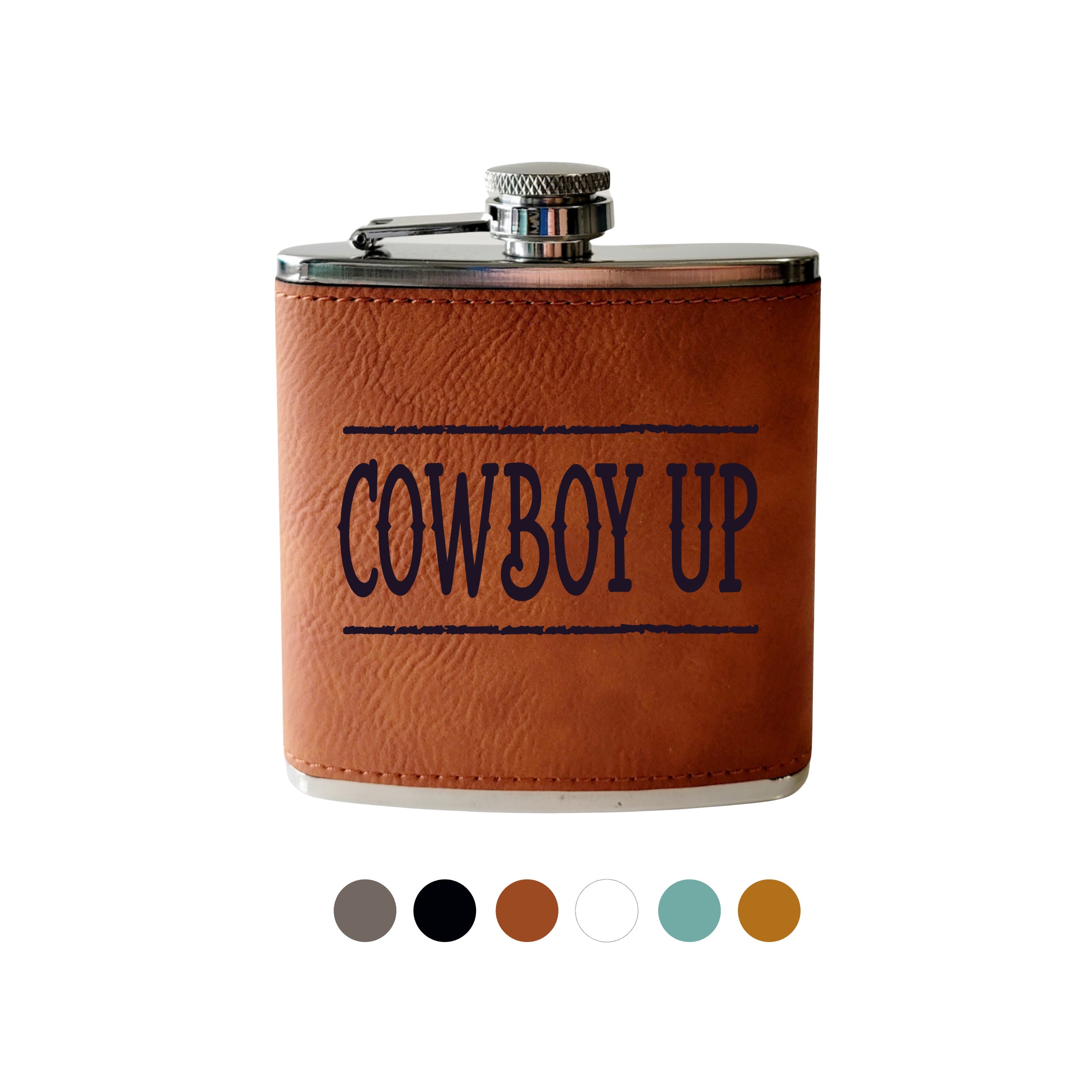 Flask Cowboy up Leather Flask. Gift for Him Brother Husband - Etsy