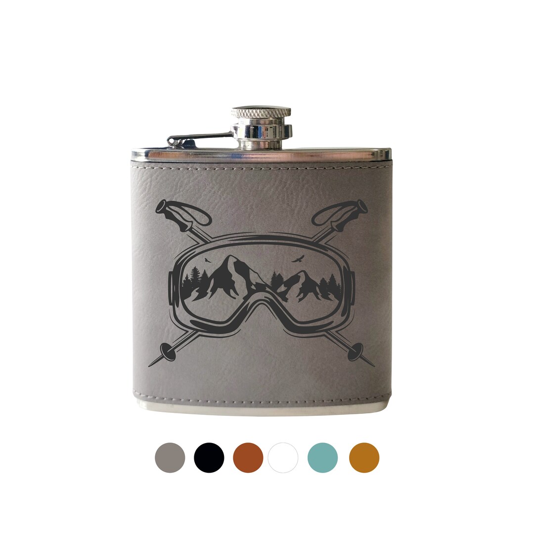 Flask Ski Goggles. Personalized Skiing Snowboarding Hip Flask. Mountain ...