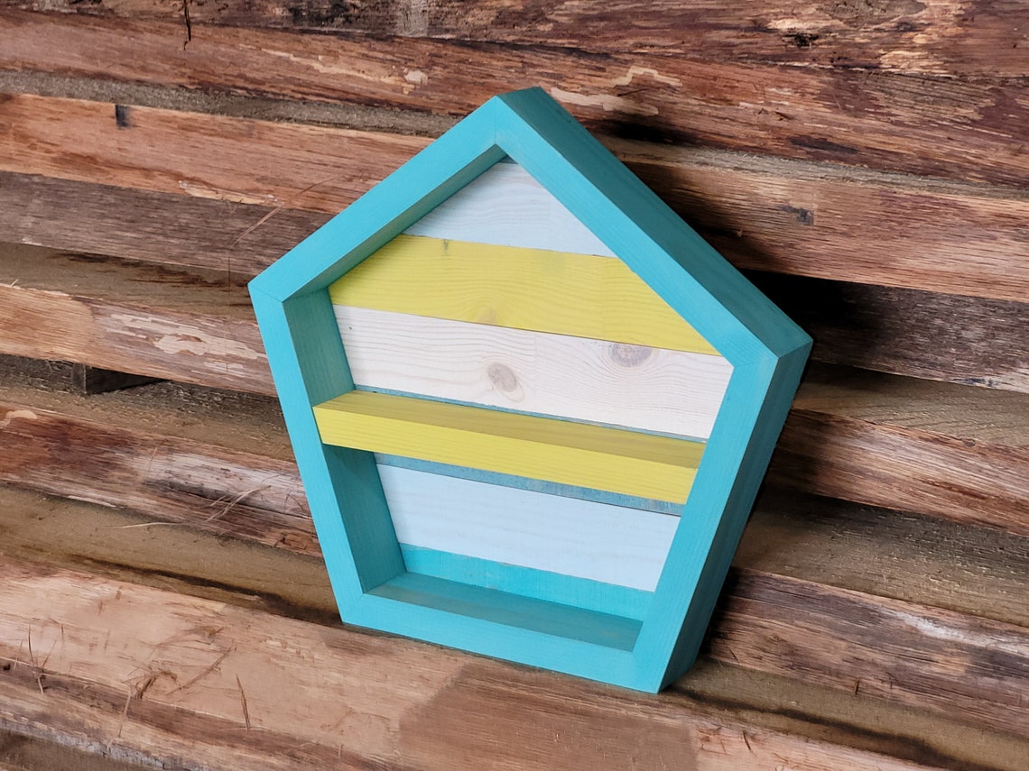 Unique Pentagon Pine Wall Crystal Shelf Geometric Wall Art - Etsy