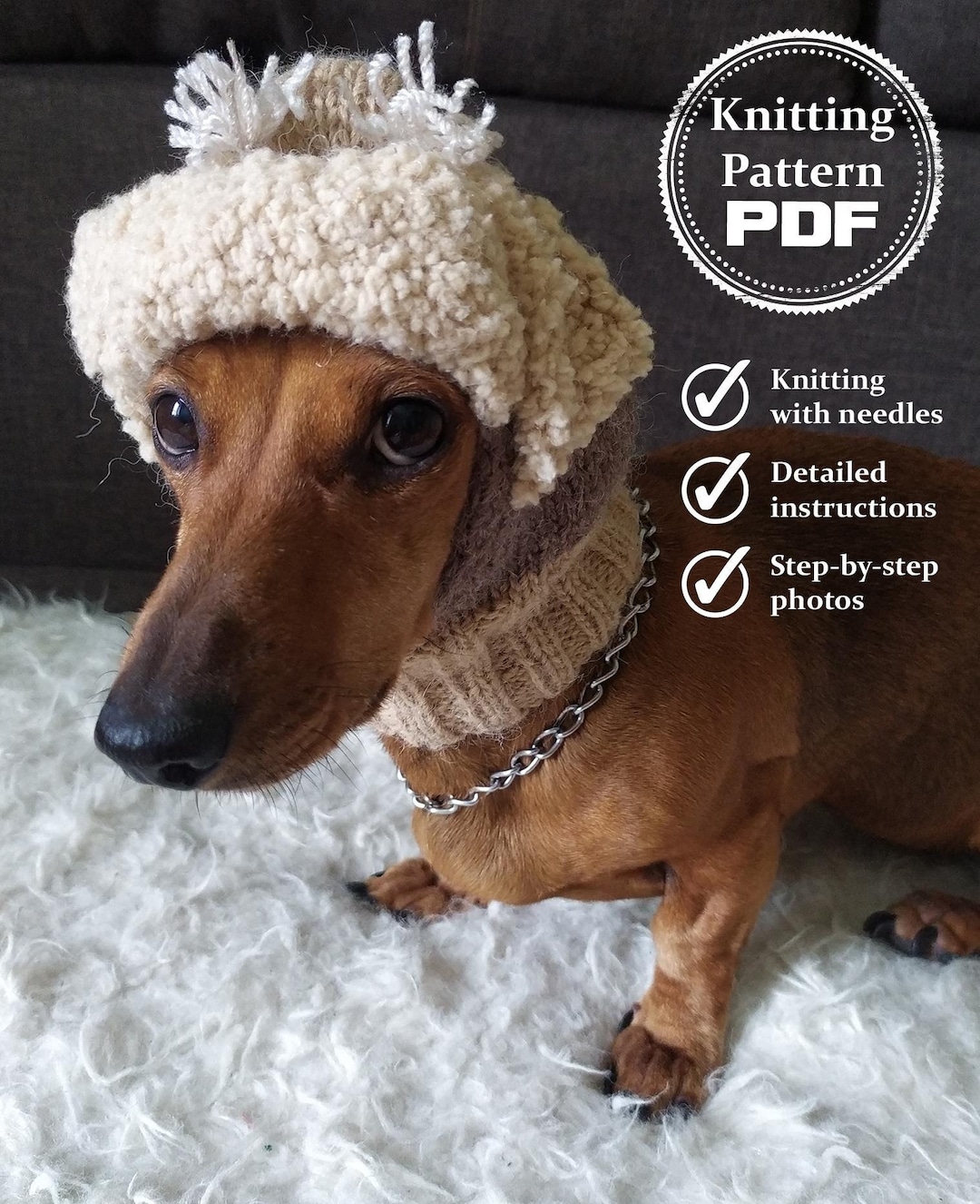 KNITTING PATTERN, Dog Hat, Winter Dog Hat, Mini Dachshund Hat, Doxie ...