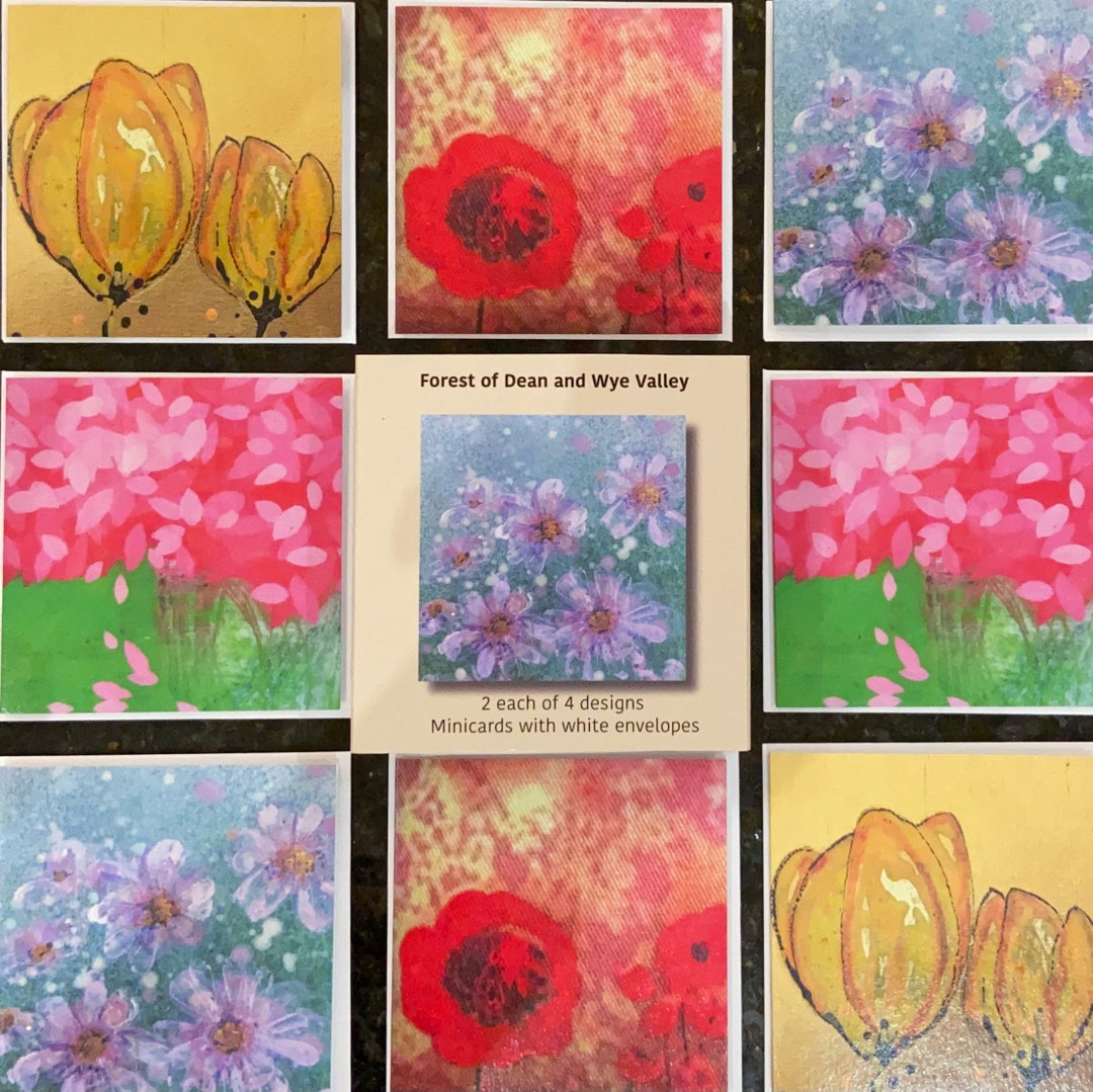 Mini Cards Boxset Flower Design Lisa Dear Artworks Giftcards Gift 8 Cards - Etsy