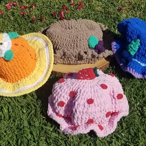 Strawberry Shortcake and Friends Inspired, ANGEL CAKE Crochet Adult Bucket Hat, Rave Hat - Etsy