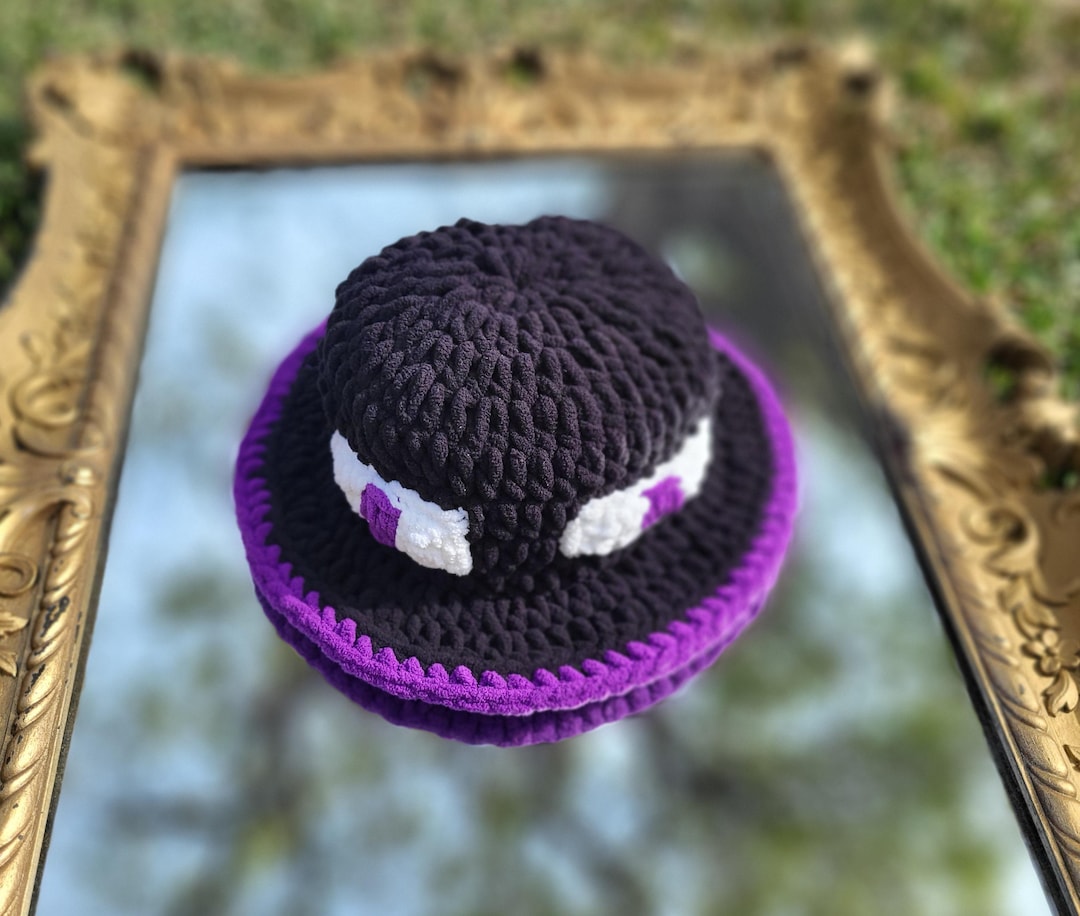 Minecraft Enderman Black Crochet Bucket Hat Minecraft Inspired Rave