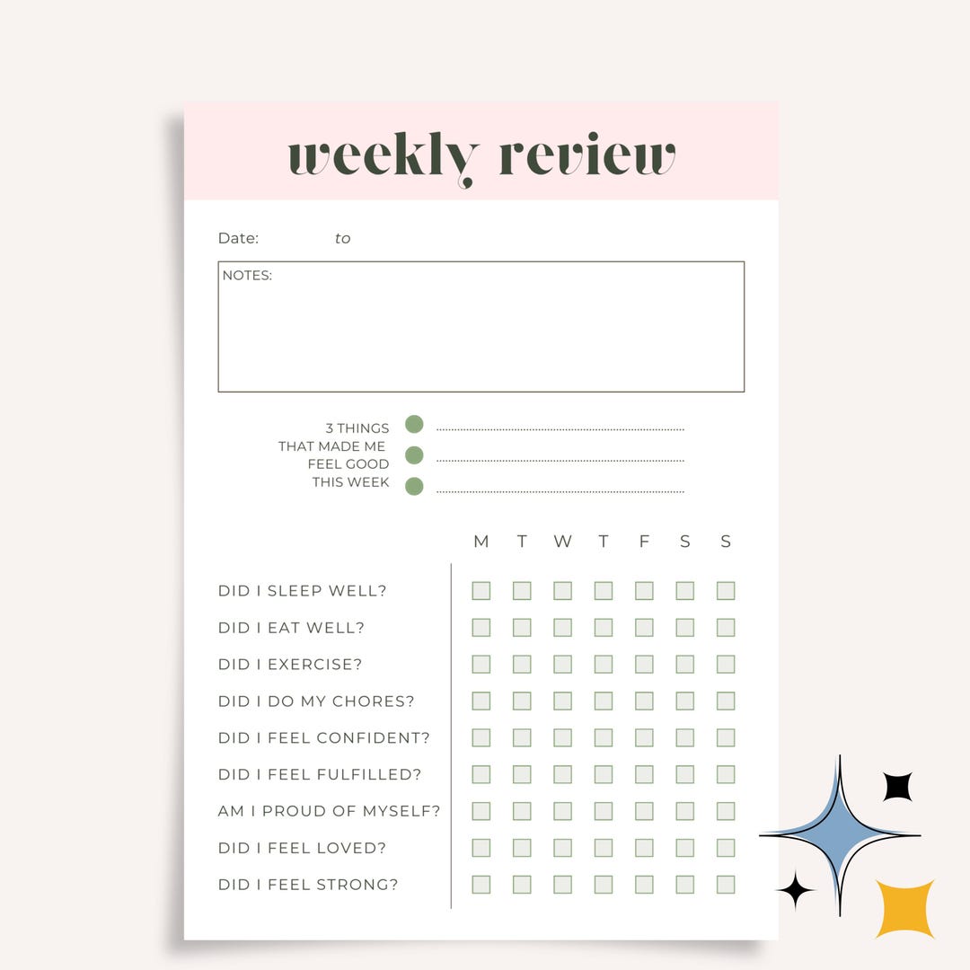 Weekly Review Planner Printable PDF Weekly Planner Printable Instant ...