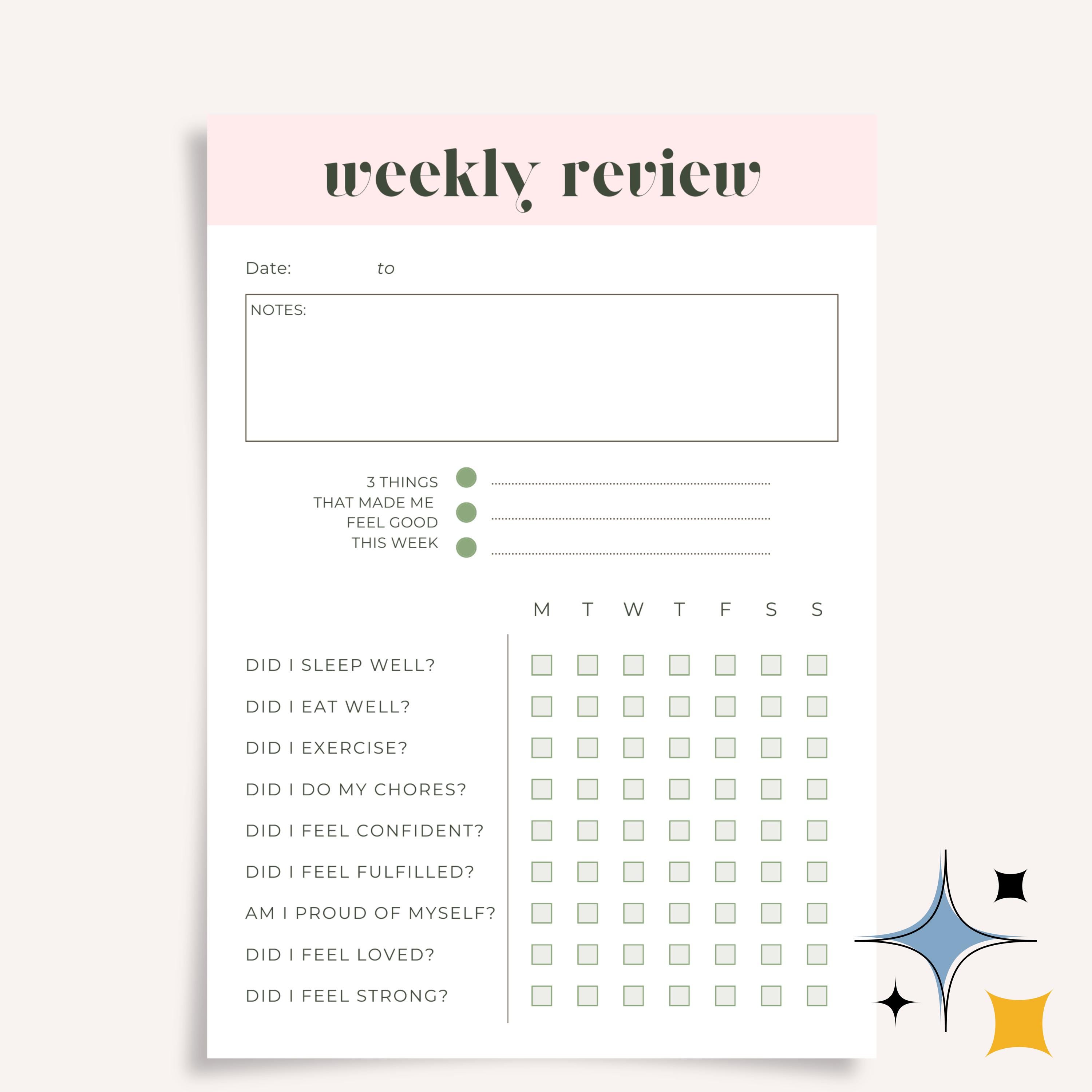 Weekly Review Planner Printable PDF Weekly Planner Printable Instant ...