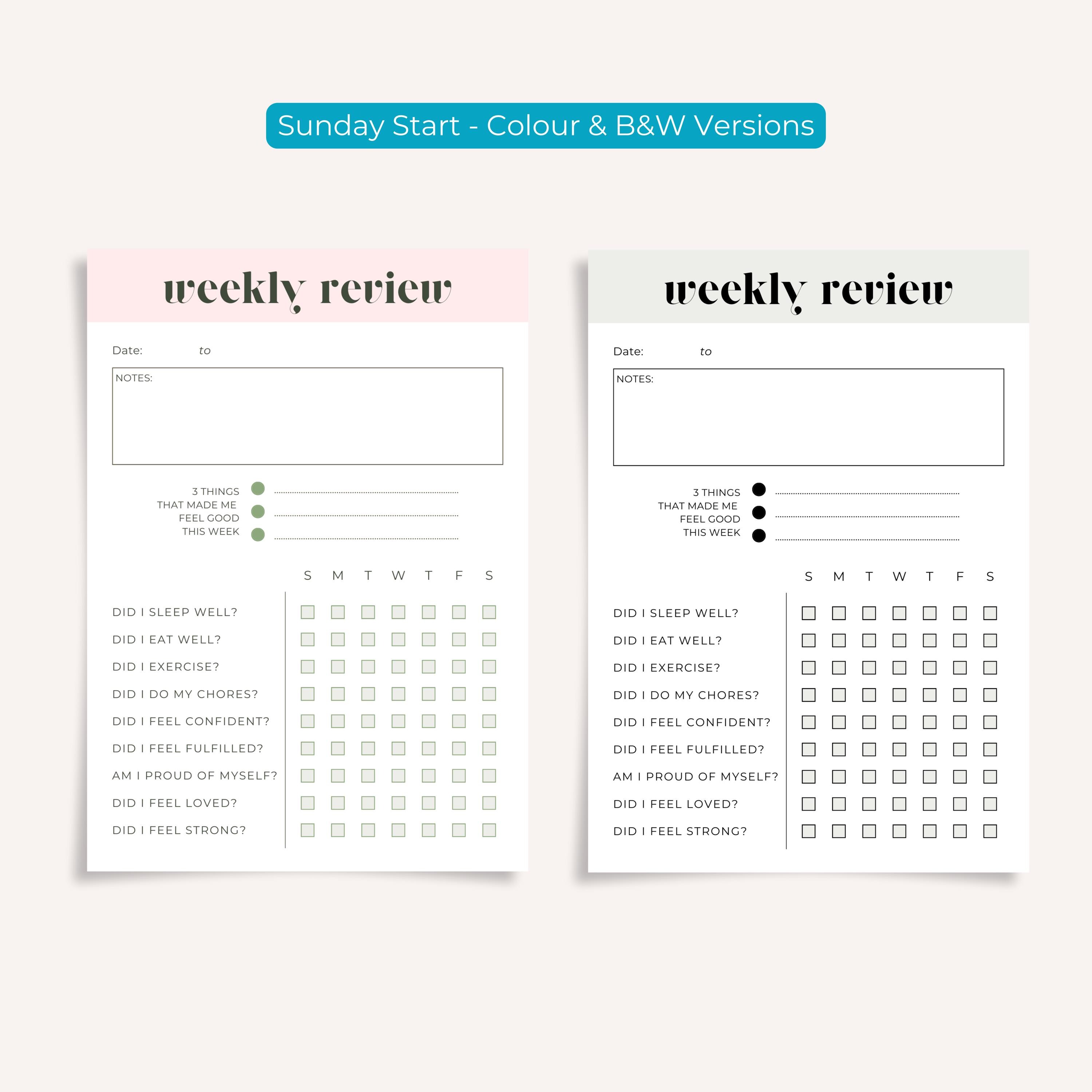 Weekly Review Planner Printable PDF Weekly Planner Printable Instant ...