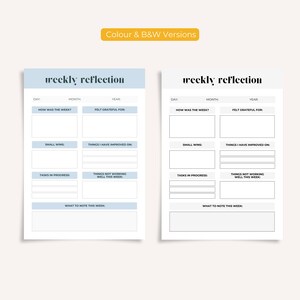 Printable Weekly Reflection Worksheet Personal Growth Gratitude ...