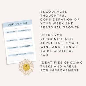 Printable Weekly Reflection Worksheet Personal Growth Gratitude ...
