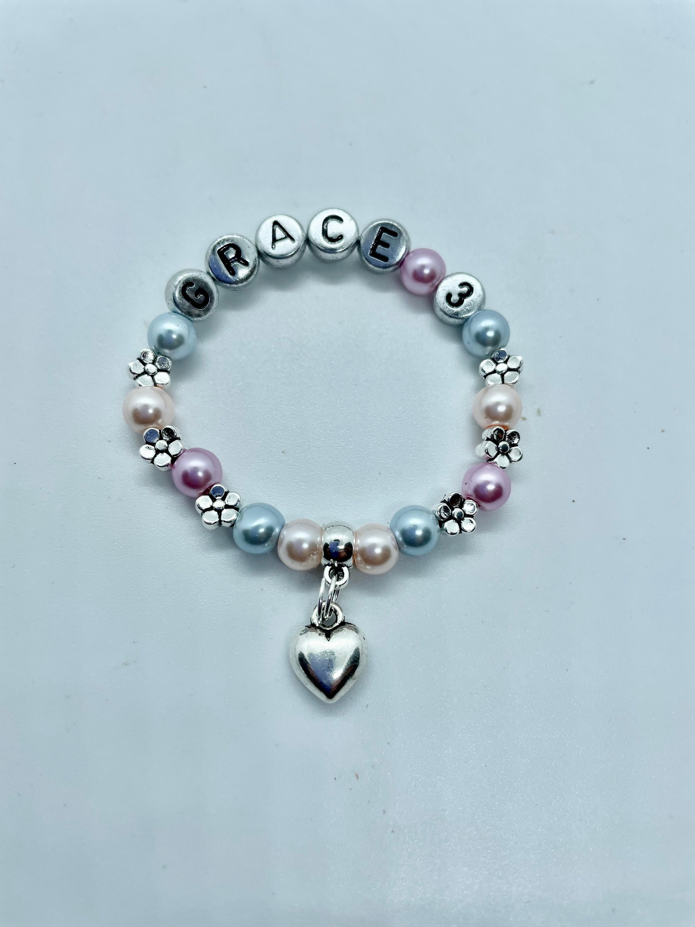 Personalised HEART Charm Bracelet With NAME AGE or Initial - Etsy