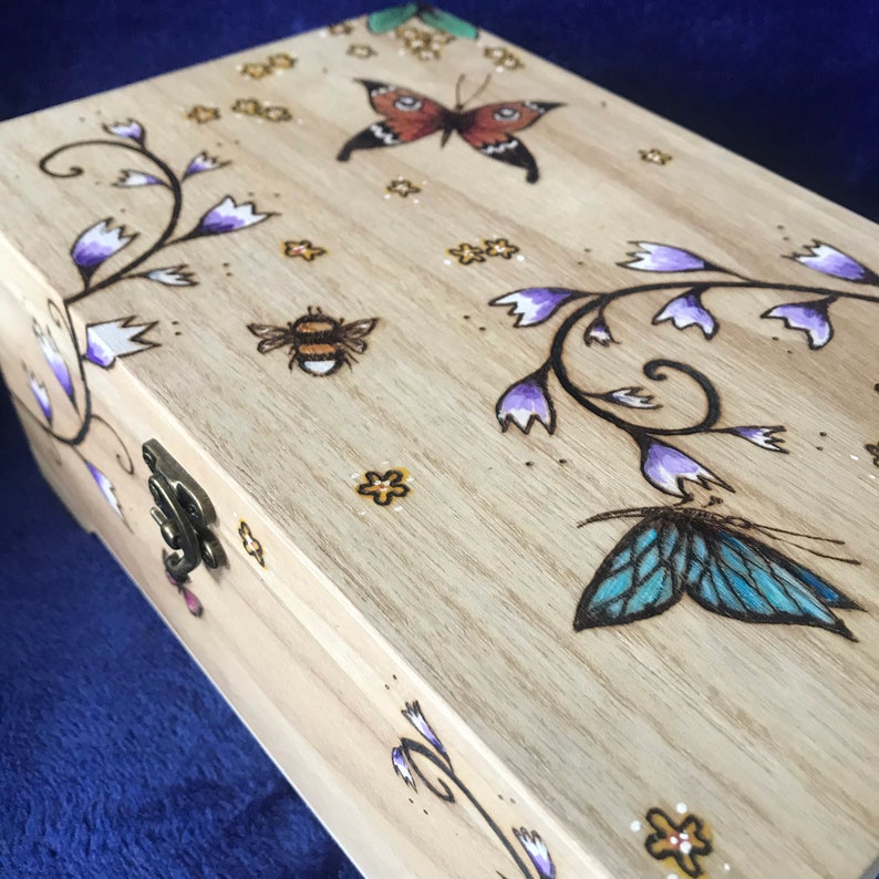 Personalised Wooden Wildflower Jewellery Box With Removable Tray, Large ...