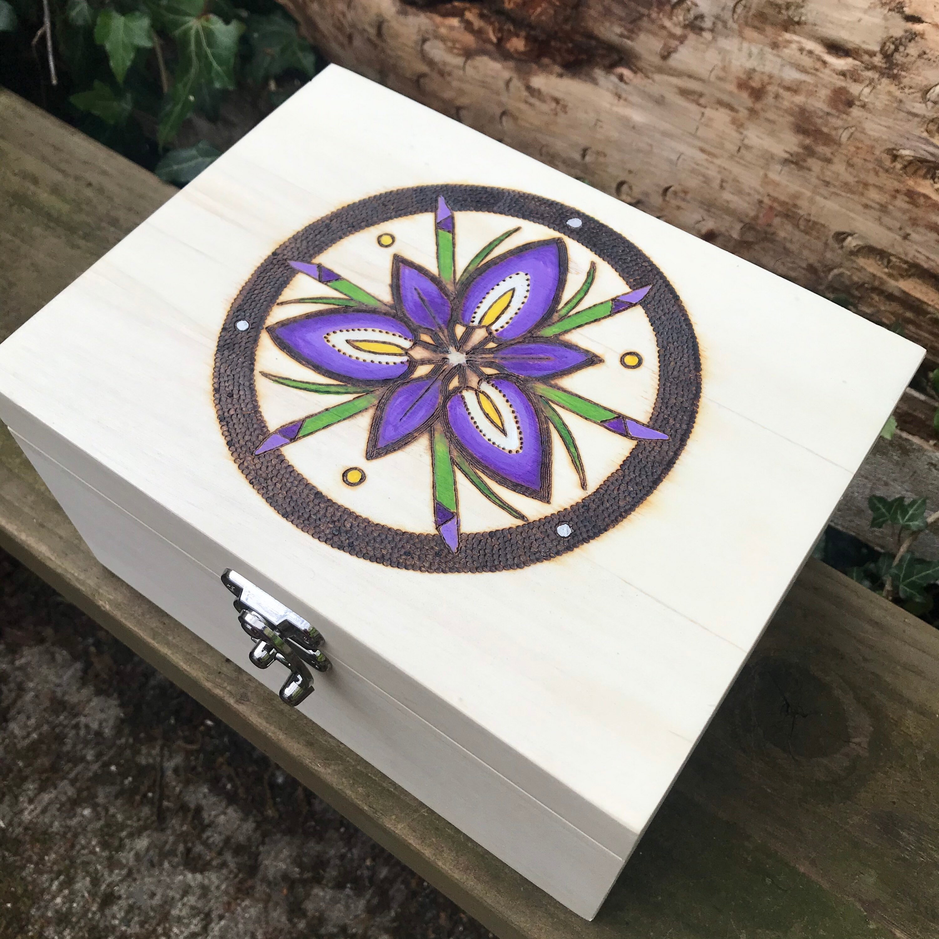 Personalised Iris Floral Deep Wooden Box Unique Pyrography - Etsy UK
