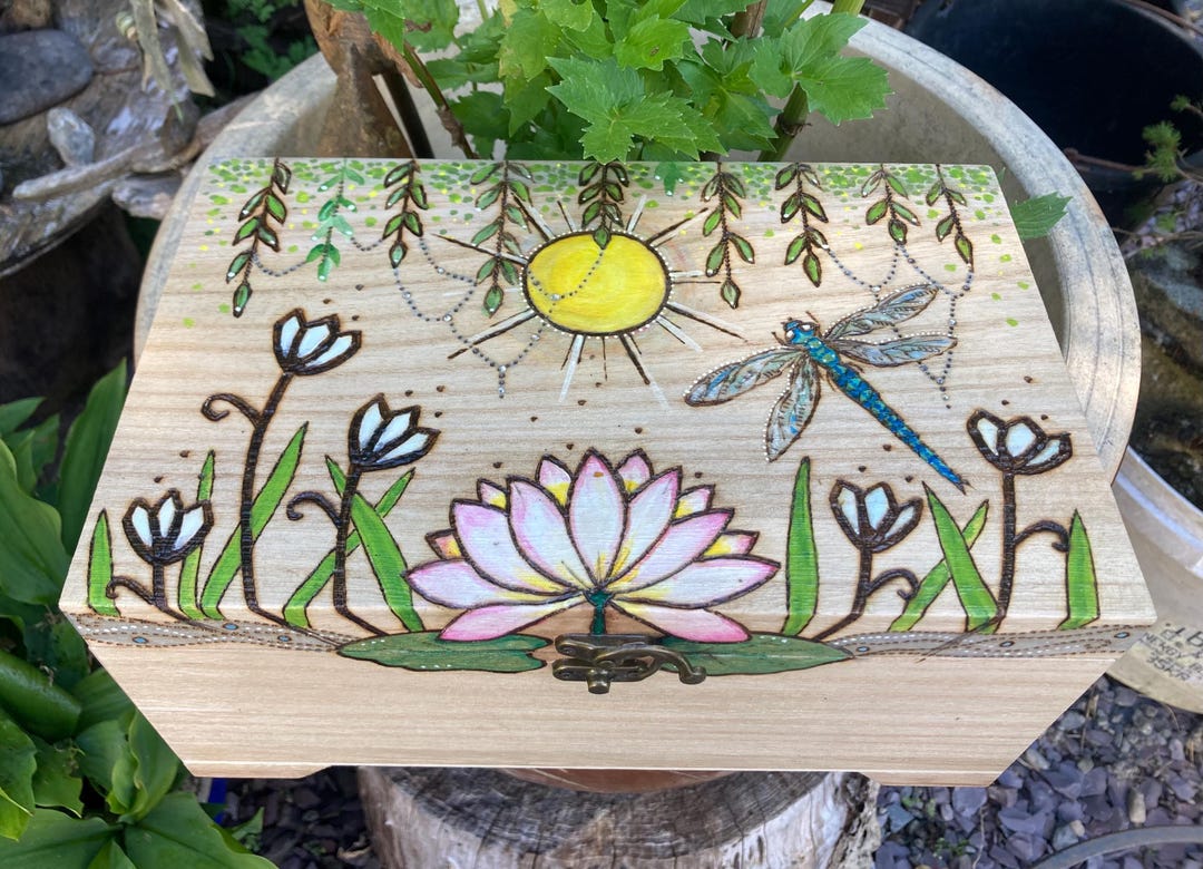 Personalised Wooden Wildflower Jewellery Box With Removable Tray, Large ...