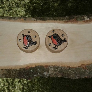 Robin Mini-pot, Pyrography Christmas Box, Round Robin Wooden Ring Pot ...