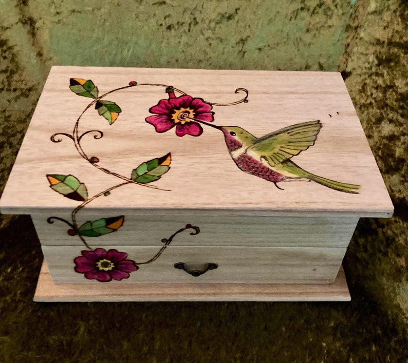 Personalised Wooden Hummingbird Jewellery Box. Large Keepsake - Etsy