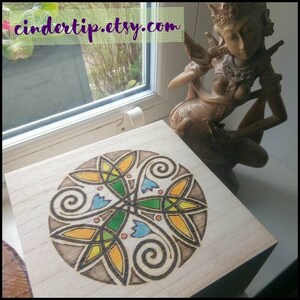 Personalised Celtic Daffodil Pyrography Box, Square Wooden Keepsake Box ...