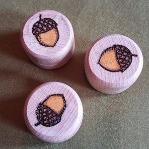 Golden Acorn Wooden Mini Pot, Pyrography Trinket Box. Solid Beech - Etsy UK