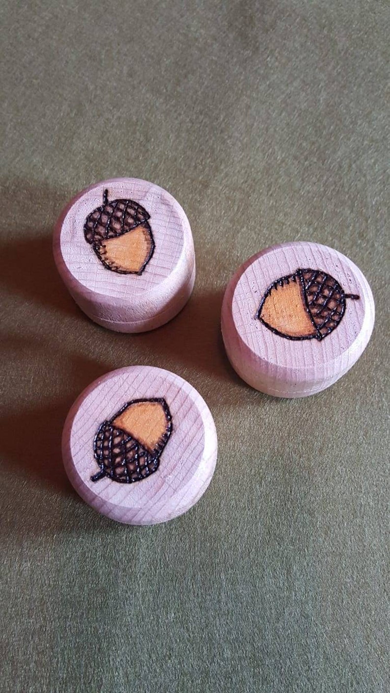 Golden Acorn Wooden Mini Pot, Pyrography Trinket Box. Solid Beech - Etsy UK