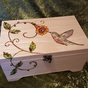 Personalised Wooden Hummingbird Jewellery Box. Large Keepsake Box With ...