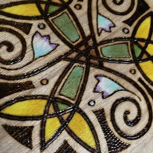 Personalised Celtic Daffodil Pyrography Box, Square Wooden Keepsake Box ...