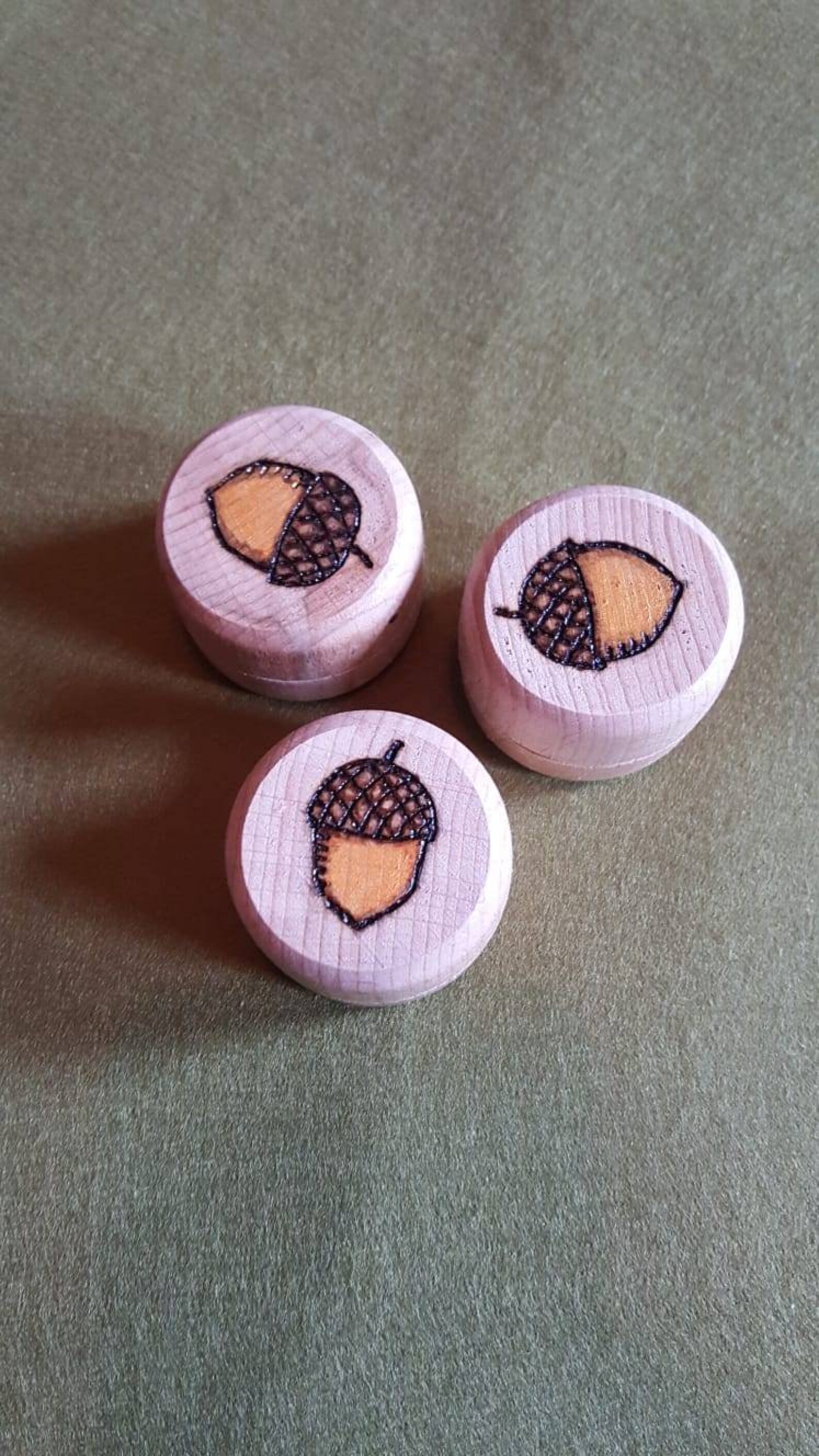 Golden Acorn Wooden Mini Pot, Pyrography Trinket Box. Solid Beech - Etsy UK