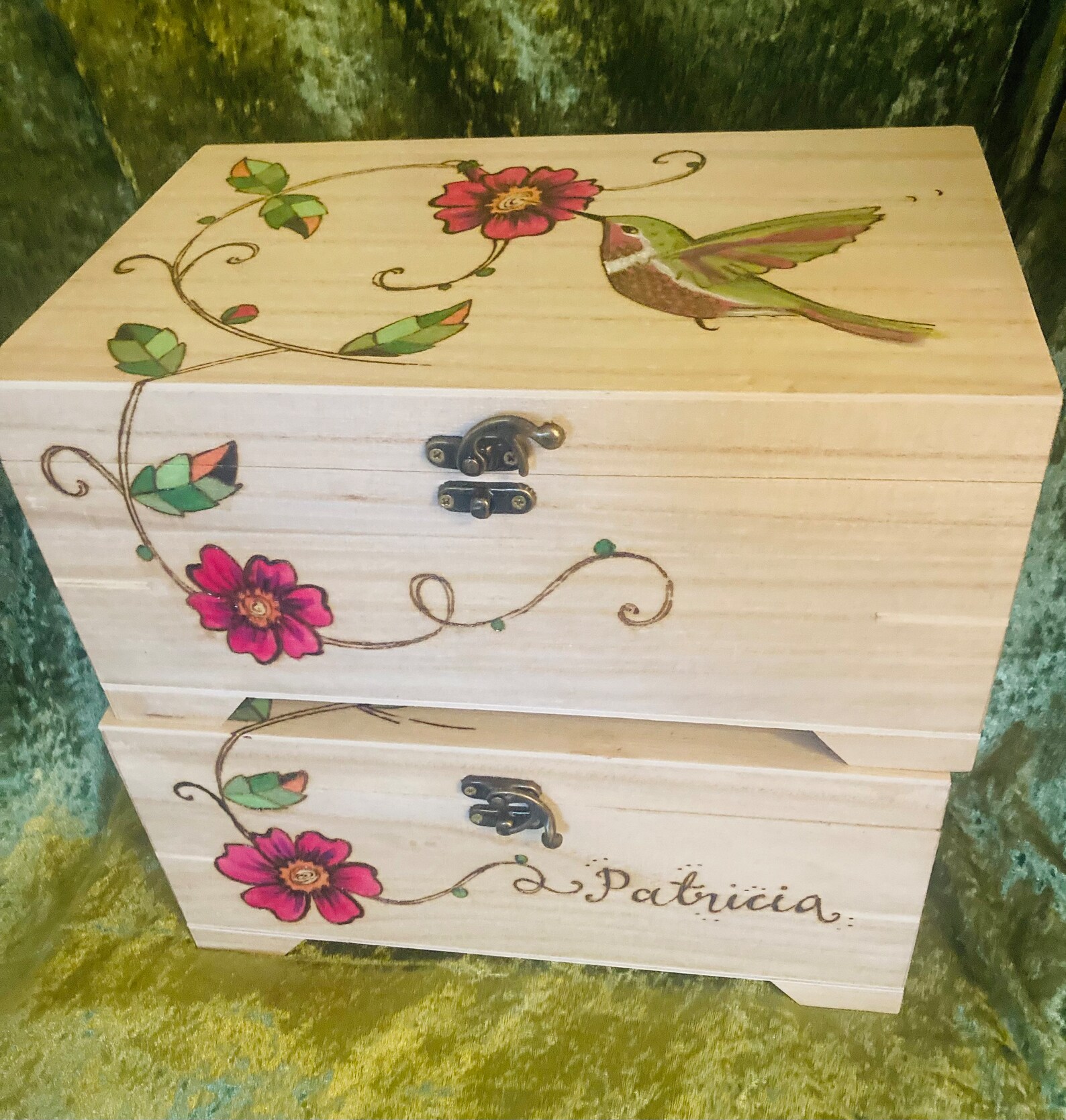 Personalised Wooden Hummingbird Jewellery Box. Large Keepsake - Etsy